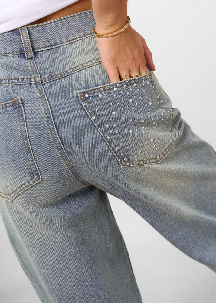 Mila strass jeans blauw | blauw | S | 263135-blauw-S