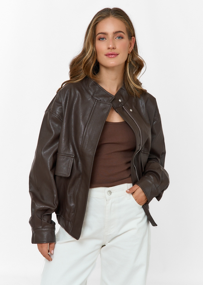 Annelijn bomber jacket | choco bruin | XS | 2540/C03/226-801-XS