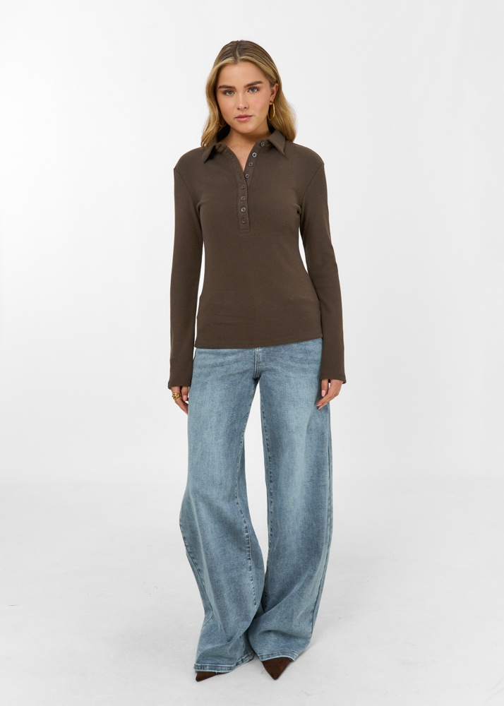 Valerie top | choco bruin | XS | 2549/C01/375-801-XS