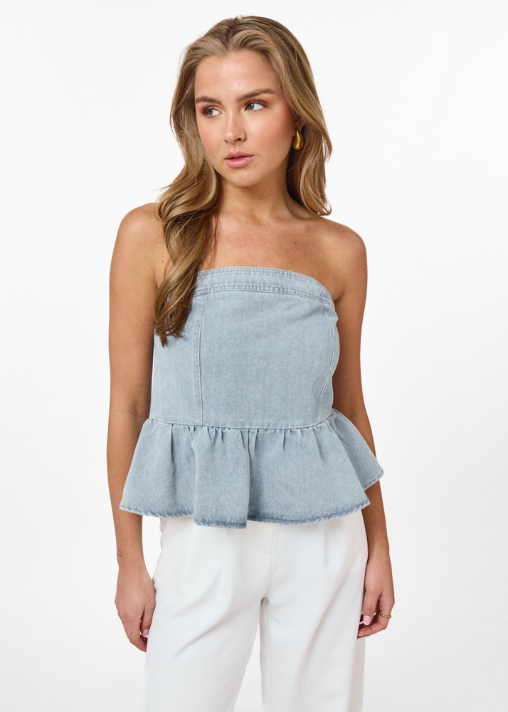 Puck denim top | blauw | S | 264231-blauw-S