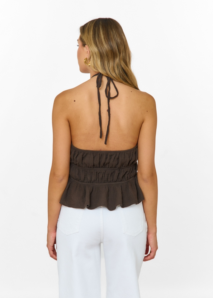 Matascha halter top | choco bruin | S | 2531/C01/130-801-S