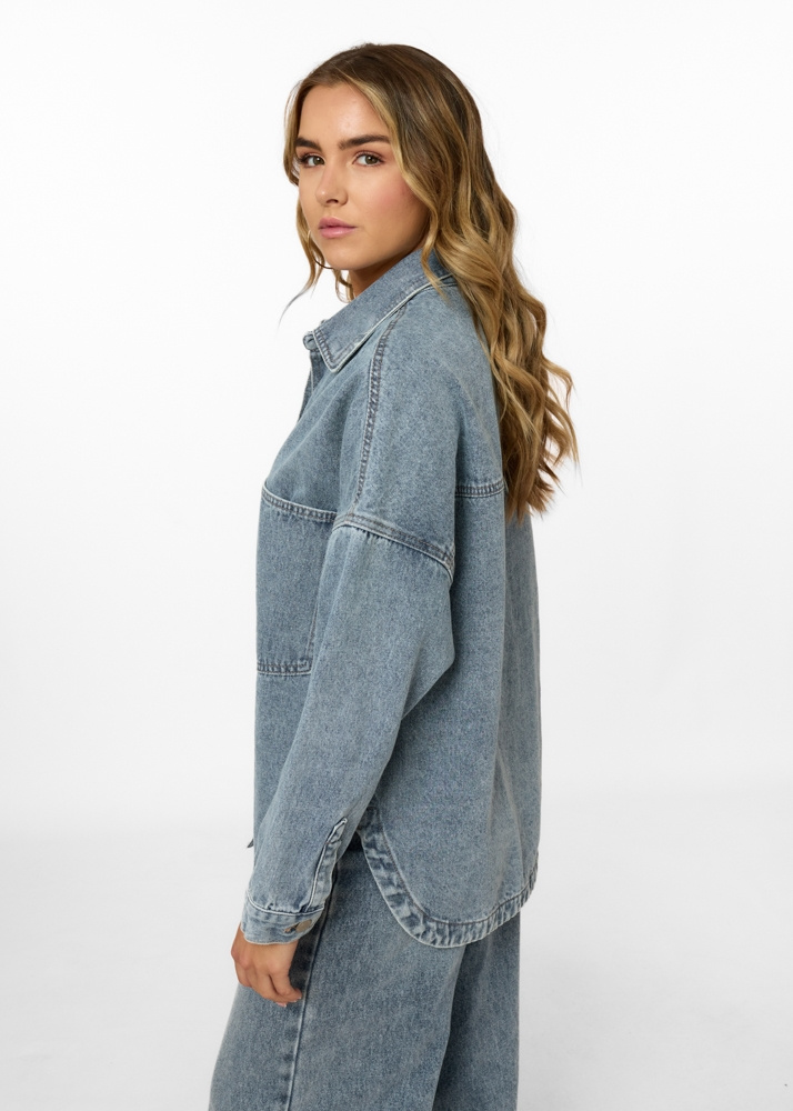 Oversized denim blouse | sea blauw | XL | 264421-sea blauw-XL