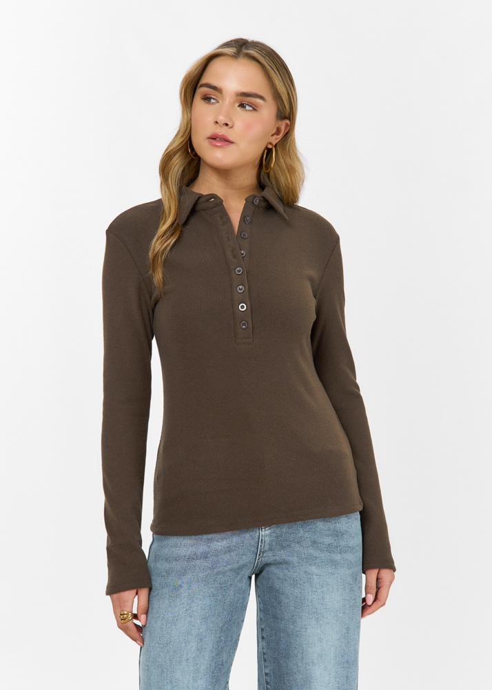 Valerie top | choco bruin | XS | 2549/C01/375-801-XS
