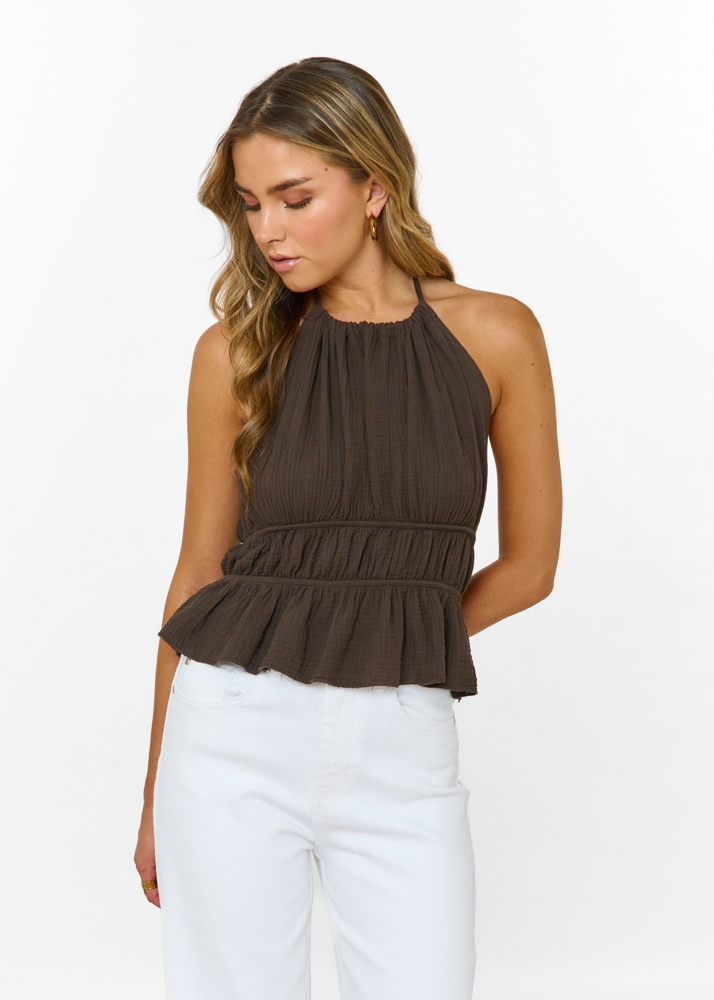 Matascha halter top | choco bruin | S | 2531/C01/130-801-S