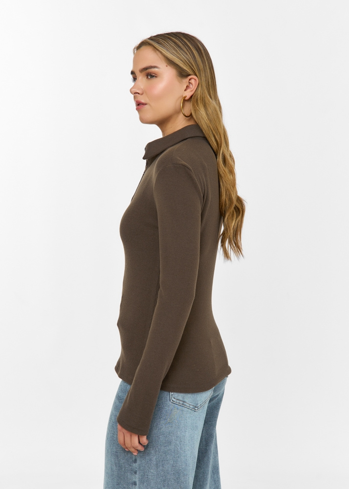 Valerie top | choco bruin | XS | 2549/C01/375-801-XS