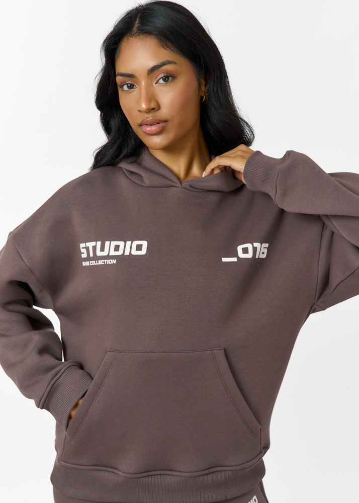 Studio base hoodie | choco bruin | S | 2543/C16/095-801-S