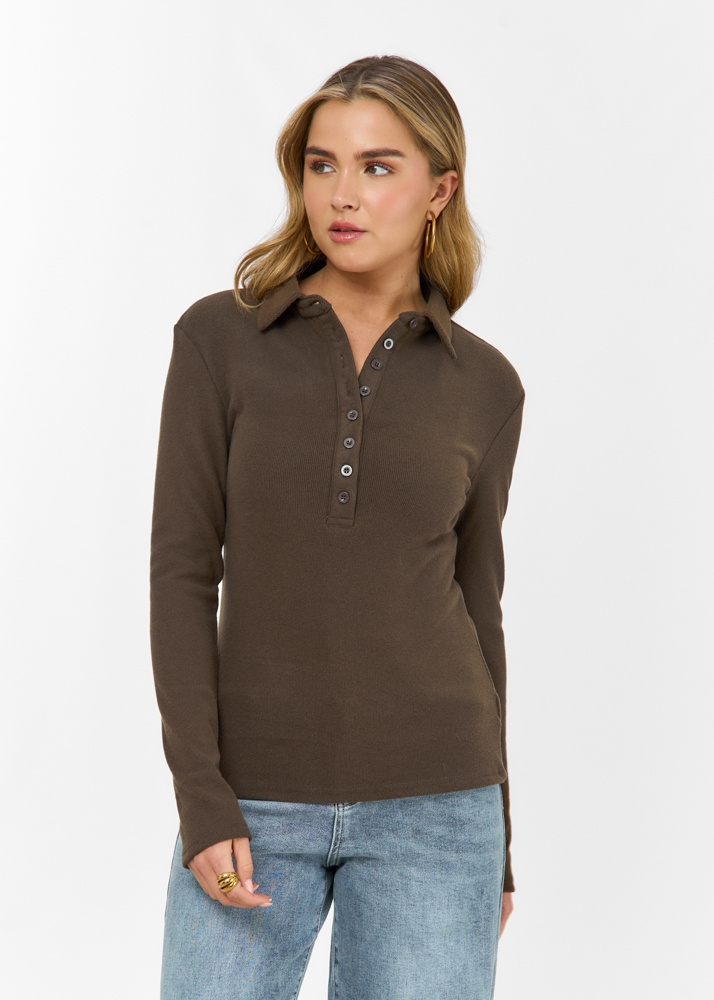 Valerie top | choco bruin | XS | 2549/C01/375-801-XS