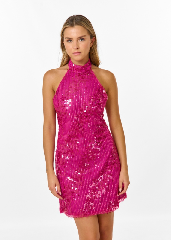 Isa pailletten jurkje | fuchsia | S | 264690-fuchsia-S